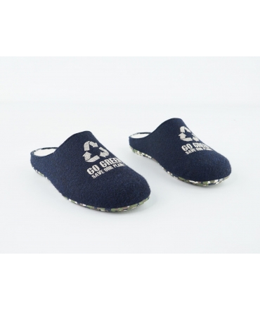 Recycled Man slippers written "Go green save our Planet" vegan shoes ...