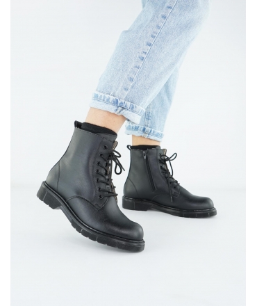 VSI MIKA Scarpe Unisex Anfibi 7 buchi finto pelo zip lacci impermeabili ...